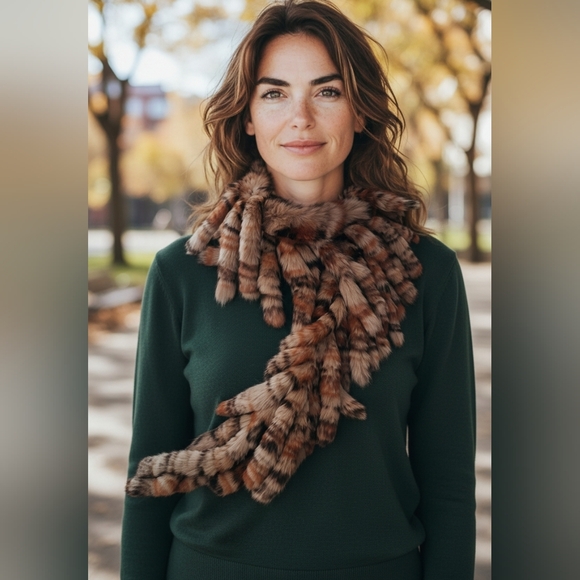 Accessories | Real Rabbit Fur Scarf Soft Elegant Natural Pattern | Poshmark